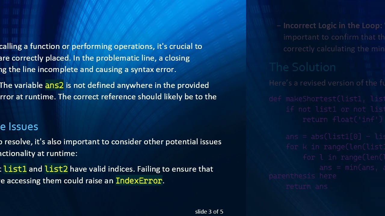 Understanding and Fixing Syntax Errors in Python Functions