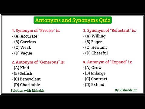 Antonyms & Synonyms Quiz | Antonyms and Synonyms for All Competitive Exams | Antonyms and Synonyms