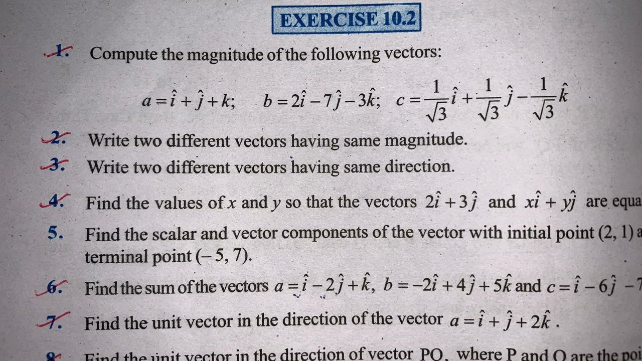 EX 10.2 Q1 TO Q19  SOLUTIONS OF VECTOR ALGEBRA NCERT CHAPTER 10 CLASS 12th
