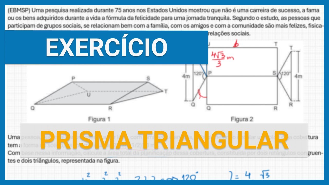 Resolução EBMSP: Cálculo da Área Total de um Toldo em Prisma Triangular | Geometria Plana e Espacial