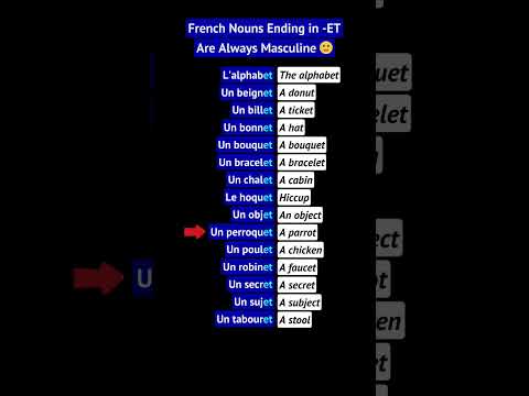 French Nouns Ending in -ET Are Always Masculine