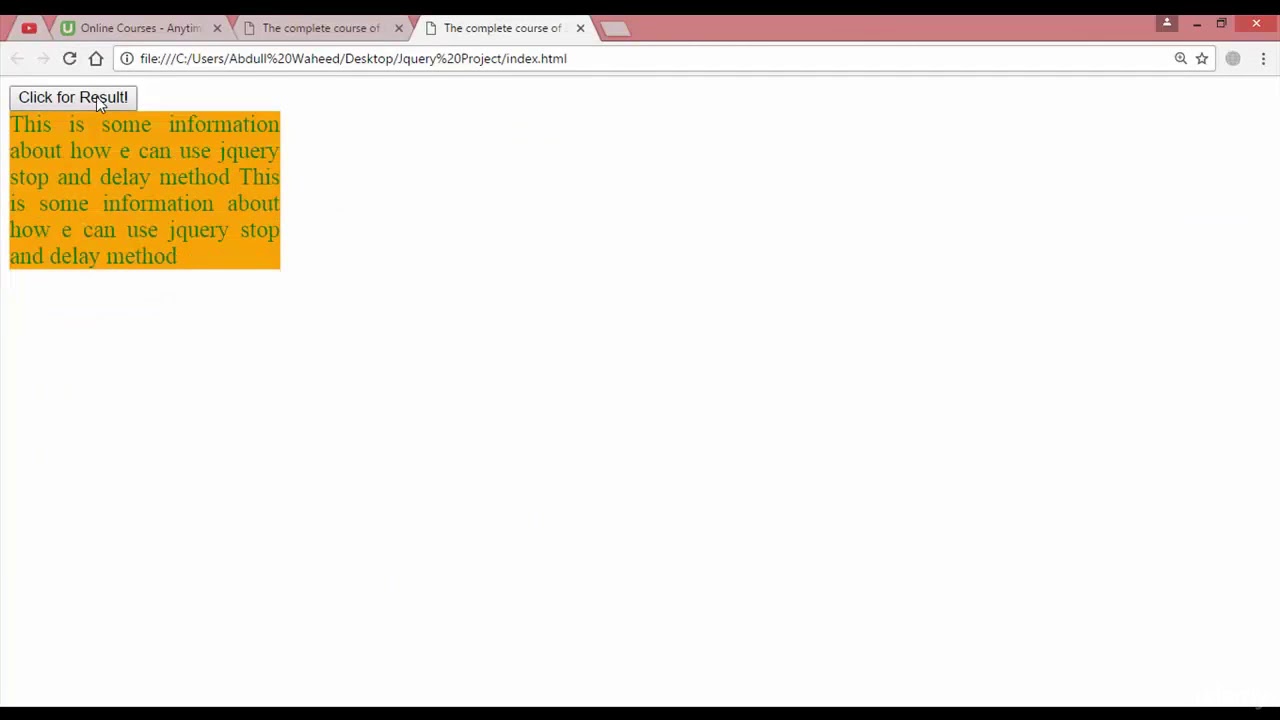 Lecture 15 Tutorial Jquery Stop  Delay Methods