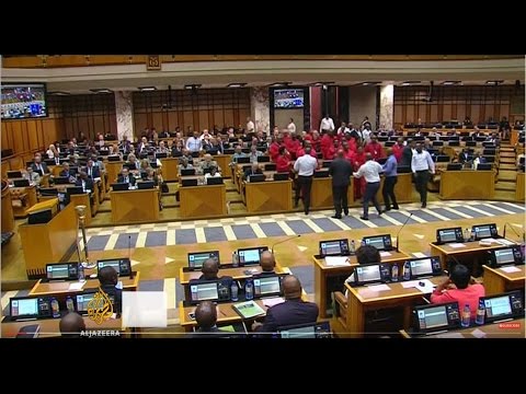 South Africa: Parliament brawl – EFF opposition members clash with ...