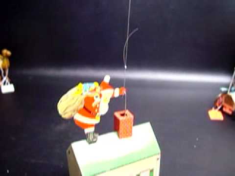 Vintage Criterion Tin Litho Santa On Roof Bell Ringer