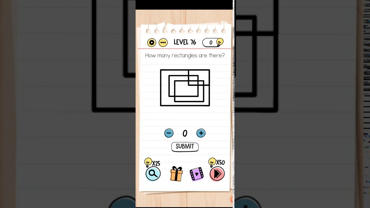 Brain test level 76 How many rectangles are there? Walkthrough
