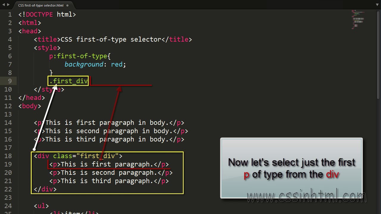 CSS :first-of-type selector