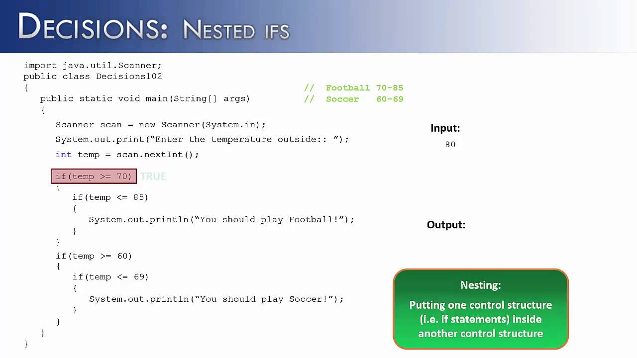 Decisions Part 2: Nested ifs (Java)