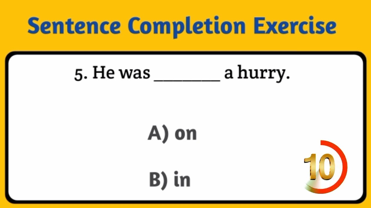 Sentence Completion Exercise Quiz | Sentence Completion Quiz In English | LadlaQuizPoint