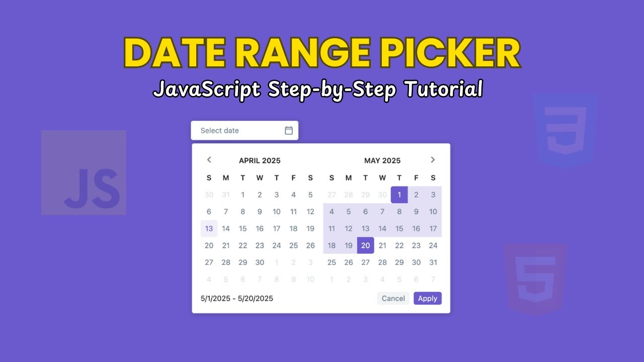 Build a Date Range Picker in JavaScript – No Libraries | Full Tutorial