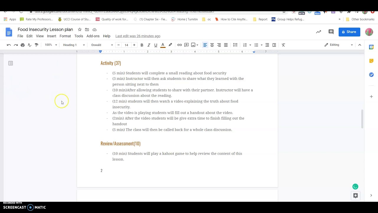 Food Insecurity Lesson plan