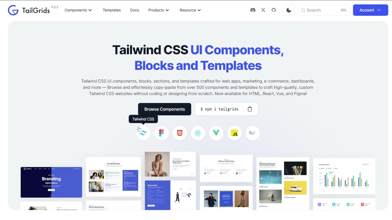 TailGrids Intro - 600+ Tailwind CSS UI Components and Templates
