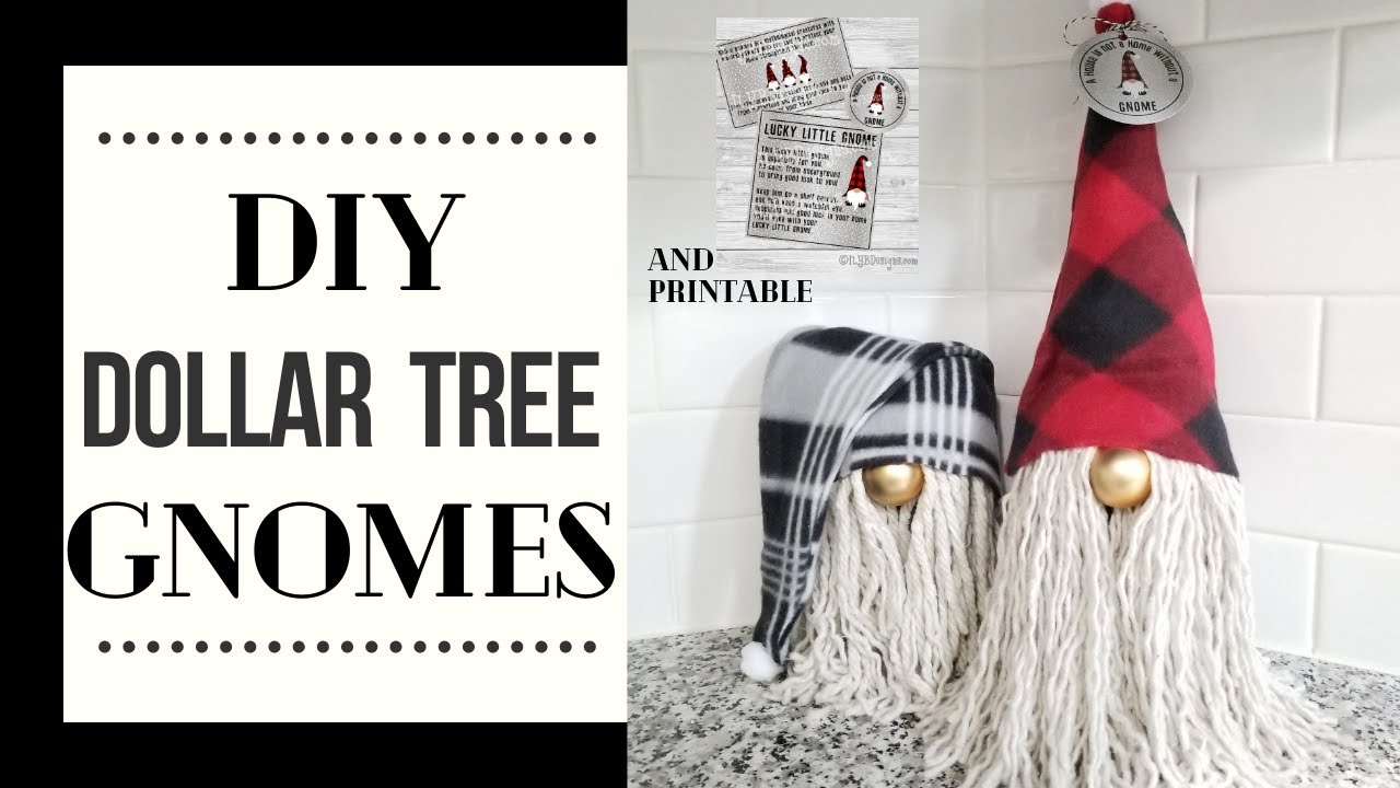 EASY DIY Dollar Tree Mop Gnome Tutorial | $5 or LESS TO MAKE | PLUS Printables for Gift Giving