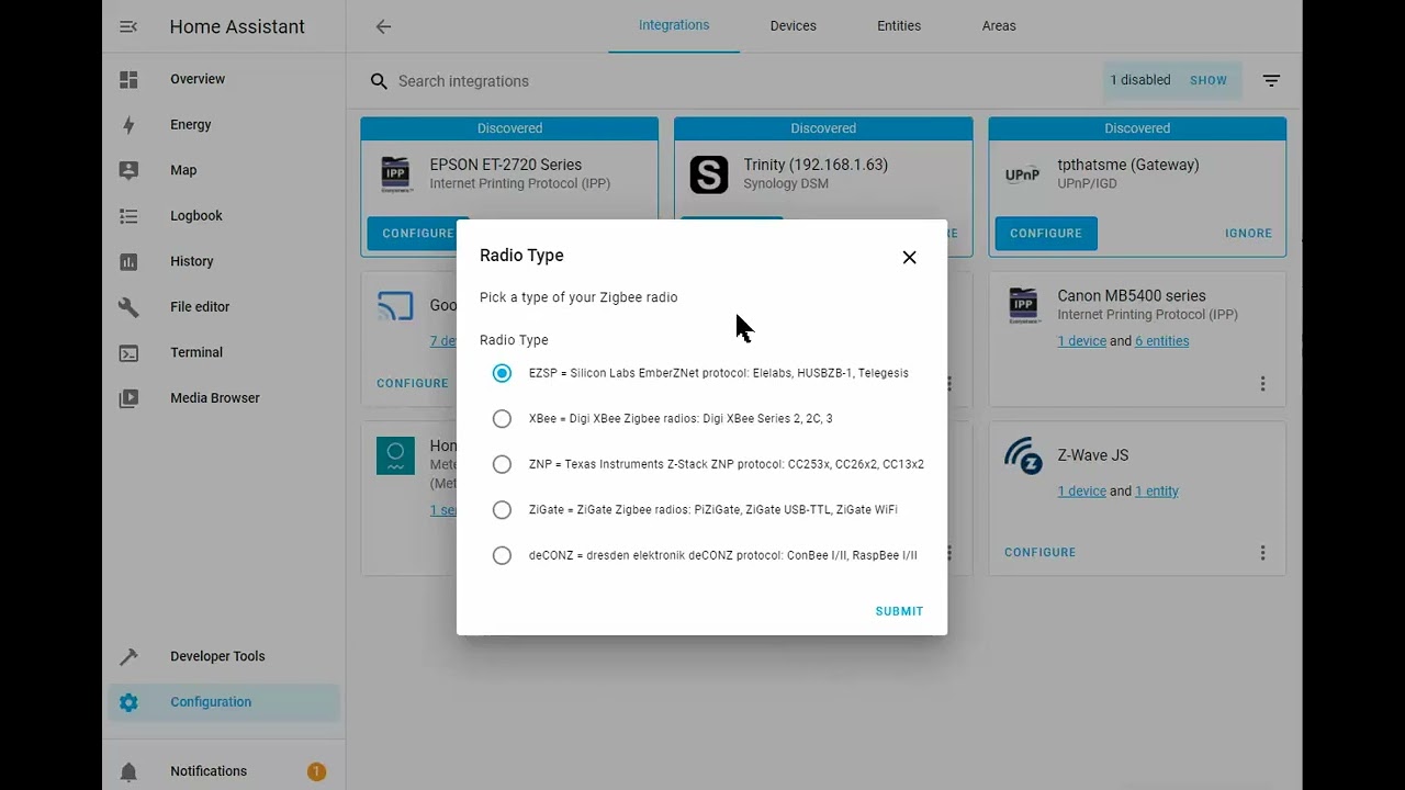 ZigBee install error on Home Assistant