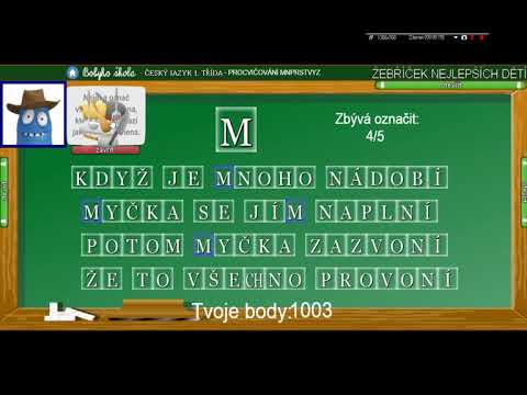 Bobyho škola - Procvičování MNPRSTVYZ - Cvičení 1 - Hlásky MNPRSTVYZ