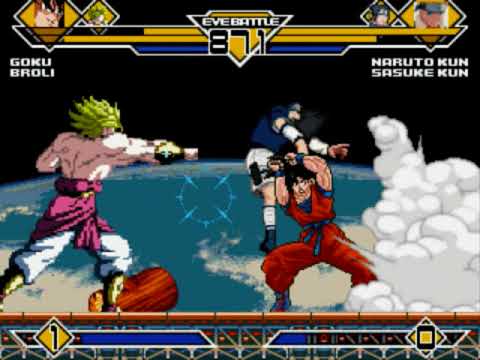 MUGEN - Goku And Broly VS Naruto And Sasuke