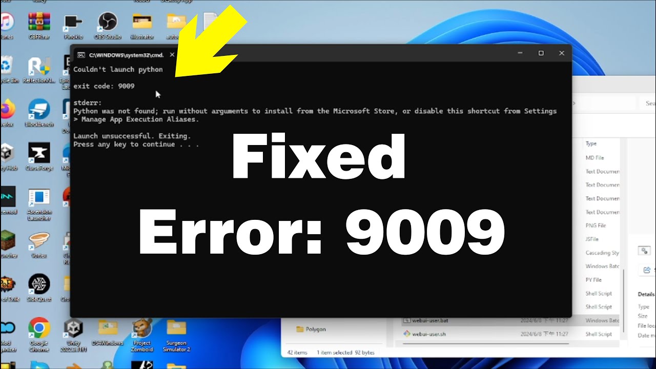 Fixing Python Exit Code 9009: Stable Diffusion Launch Issue on Windows 11 - How to Resolve the Error