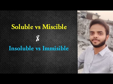 Describe the terms soluble and miscible, insoluble and immscible in urdu hindi | pharmaceutics 1