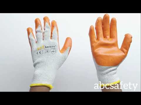 DKL312-Knitted with latex glove10 gauge economic naturl T/C shell.With orange latex smooth finished.