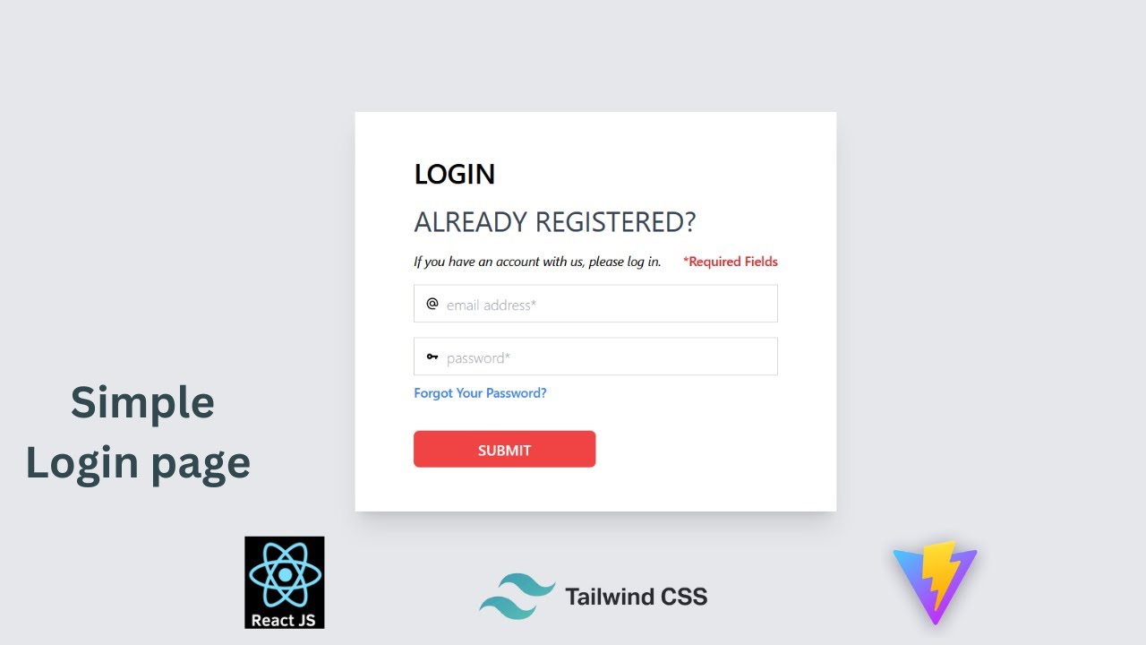 React Tailwind CSS Simple Login page