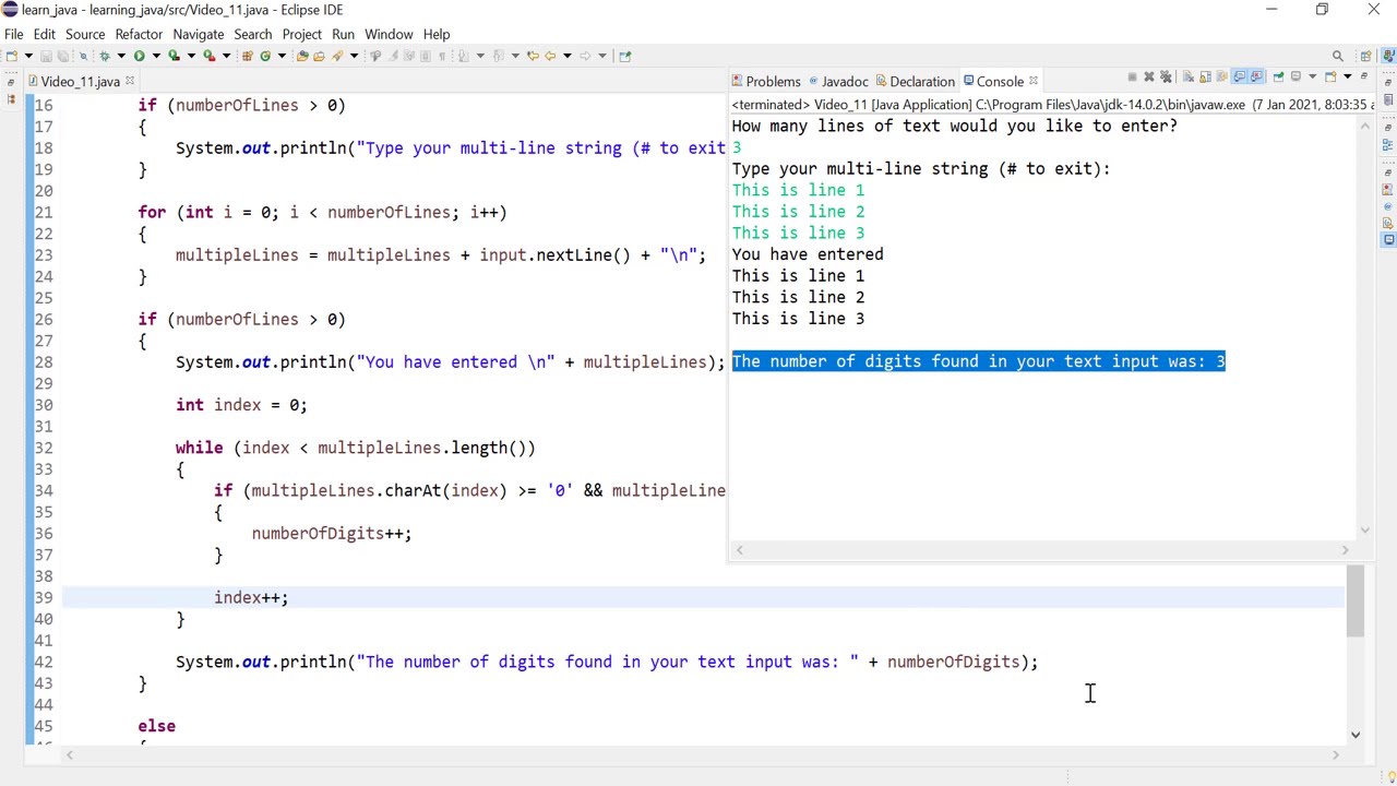 Java 11: How to convert a for loop into a while loop.