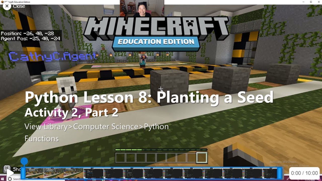 Minecraft EE- Python Walkthrough, Lesson 8- Functions, Activity 2, Part 2
