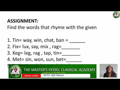 VERBAL REASONING RHYMING WORDS   GIFT OKWUN