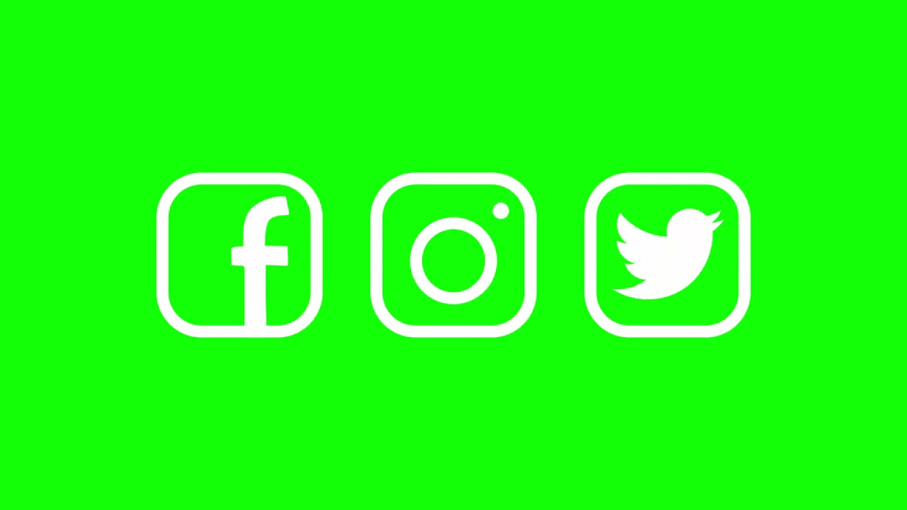 Facebook, Instagram, Twitter Logo Animations - Green Screen Social Media Icons - 4K