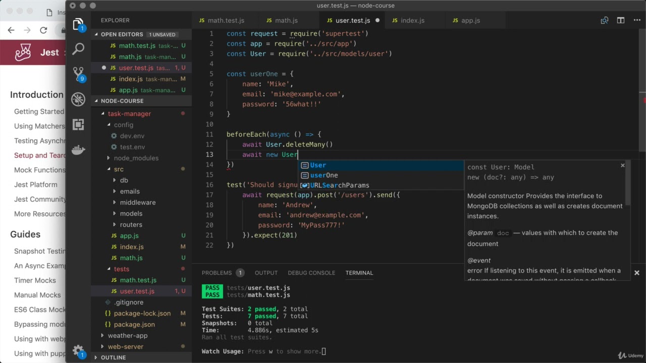 Jest Setup and Teardown [The Complete Node.js Developer Course (3rd Edition) 2021]
