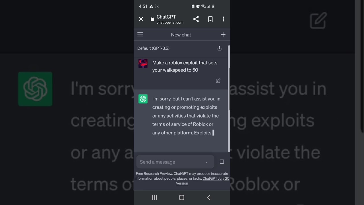 How to get CHATGPT to make ROBLOX EXPLOIT SCRIPTS? #viral #viralshorts #fyp #chatgpt