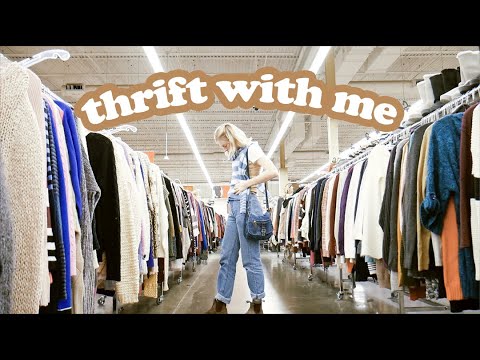 THRIFT WITH ME in Vancouver + Try on THRIFT HAUL | THRIFT FLIP / DIY Denim Overalls