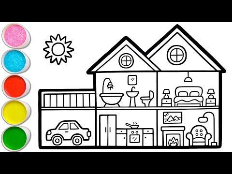 House Cross Section Drawing, Painting and Coloring for Kids, Toddlers | How to Draw, Paint Easy #262