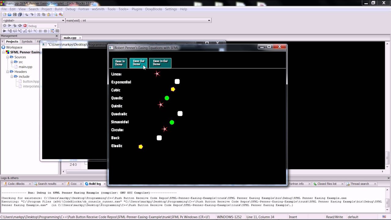 Penner Easing Tutorial with SFML