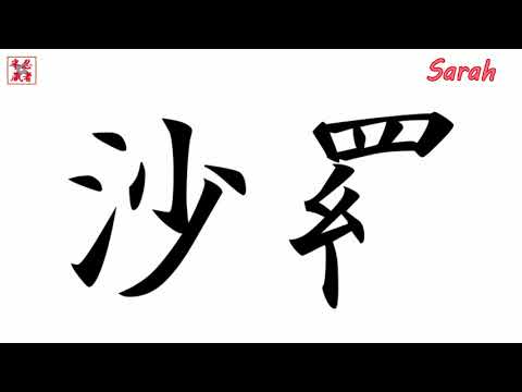 Learn Japanese.Let's write the name Sarah with Japanese kanji.Japan.