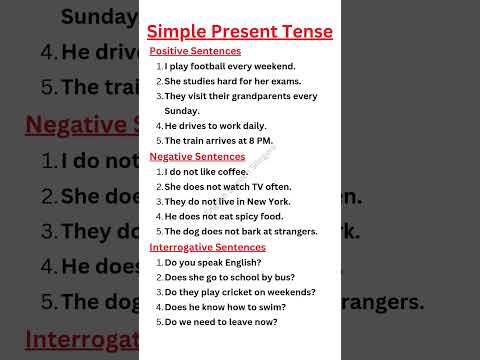Simple Present Tense | Positive, Negative, Question Forms | Present Tense | Tenses | Sentences