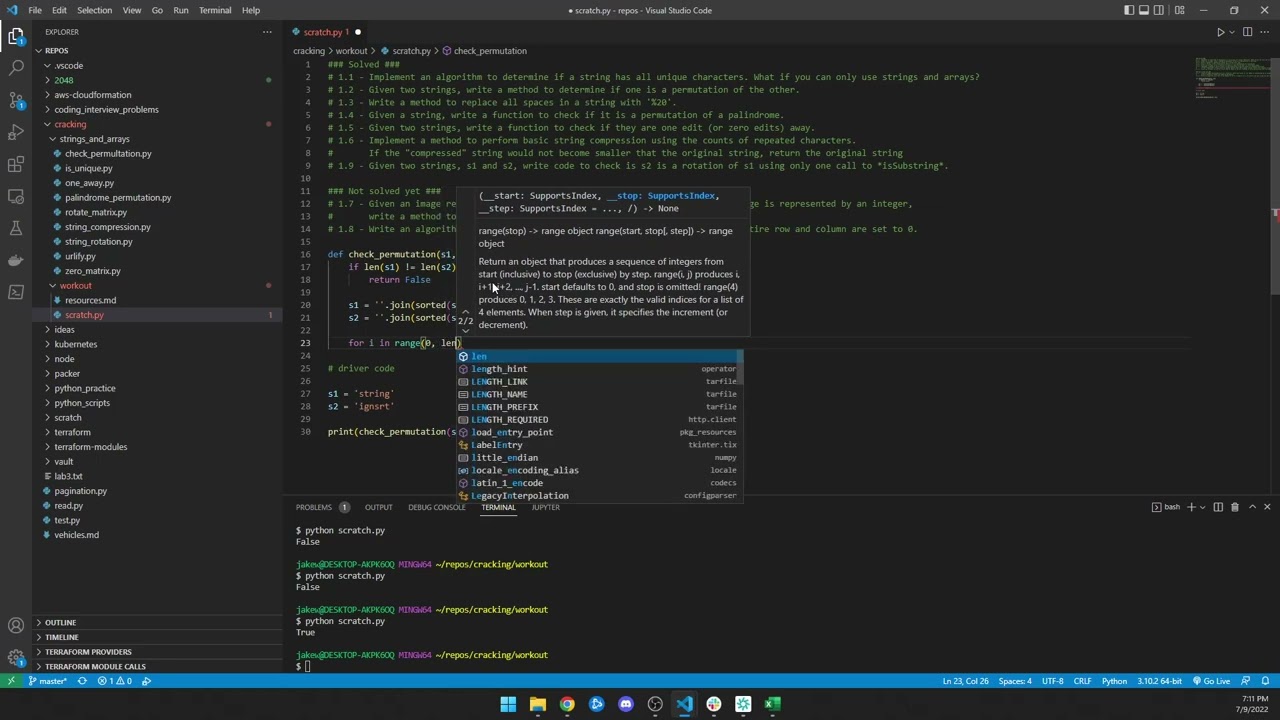 1.2 - Cracking the Coding Interview - String Permutation (Python)