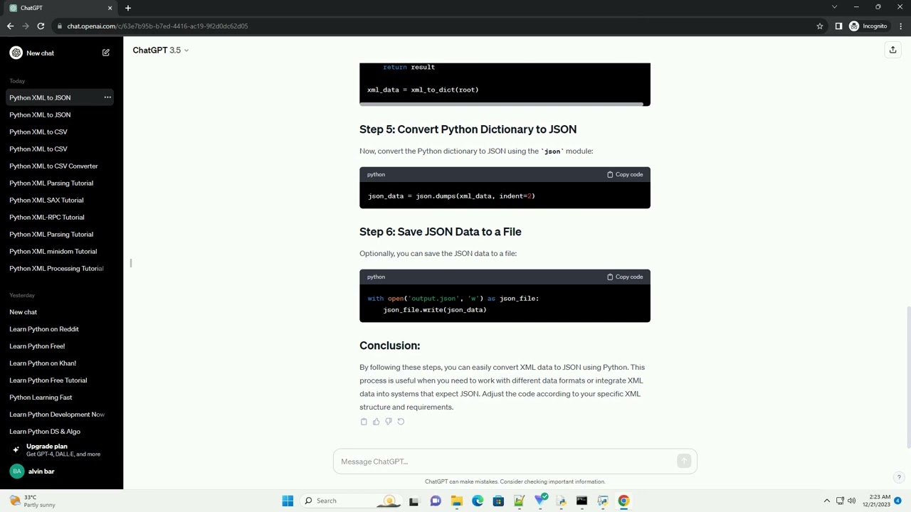 python xml to json example