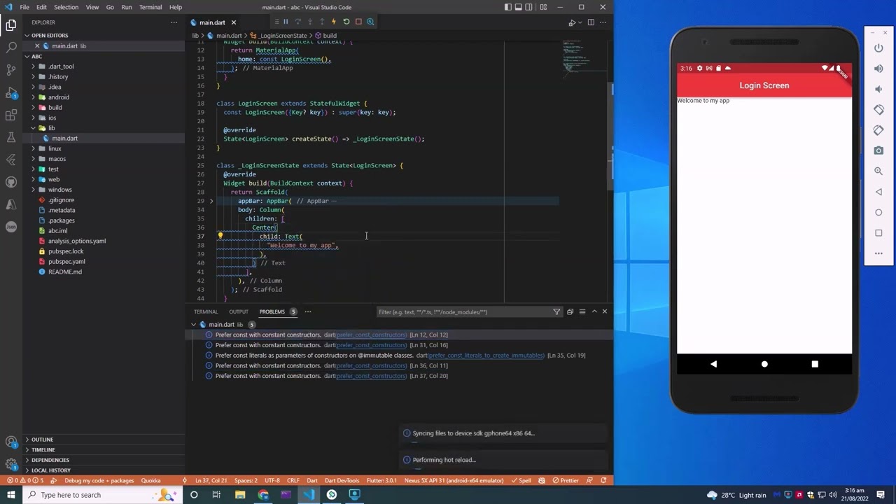 Create a simple login screen with Flutter