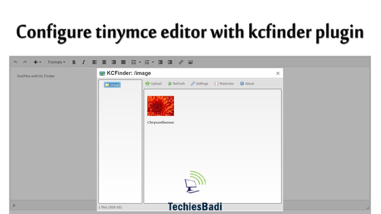 Configure tinymce editor with kcfinder plugin