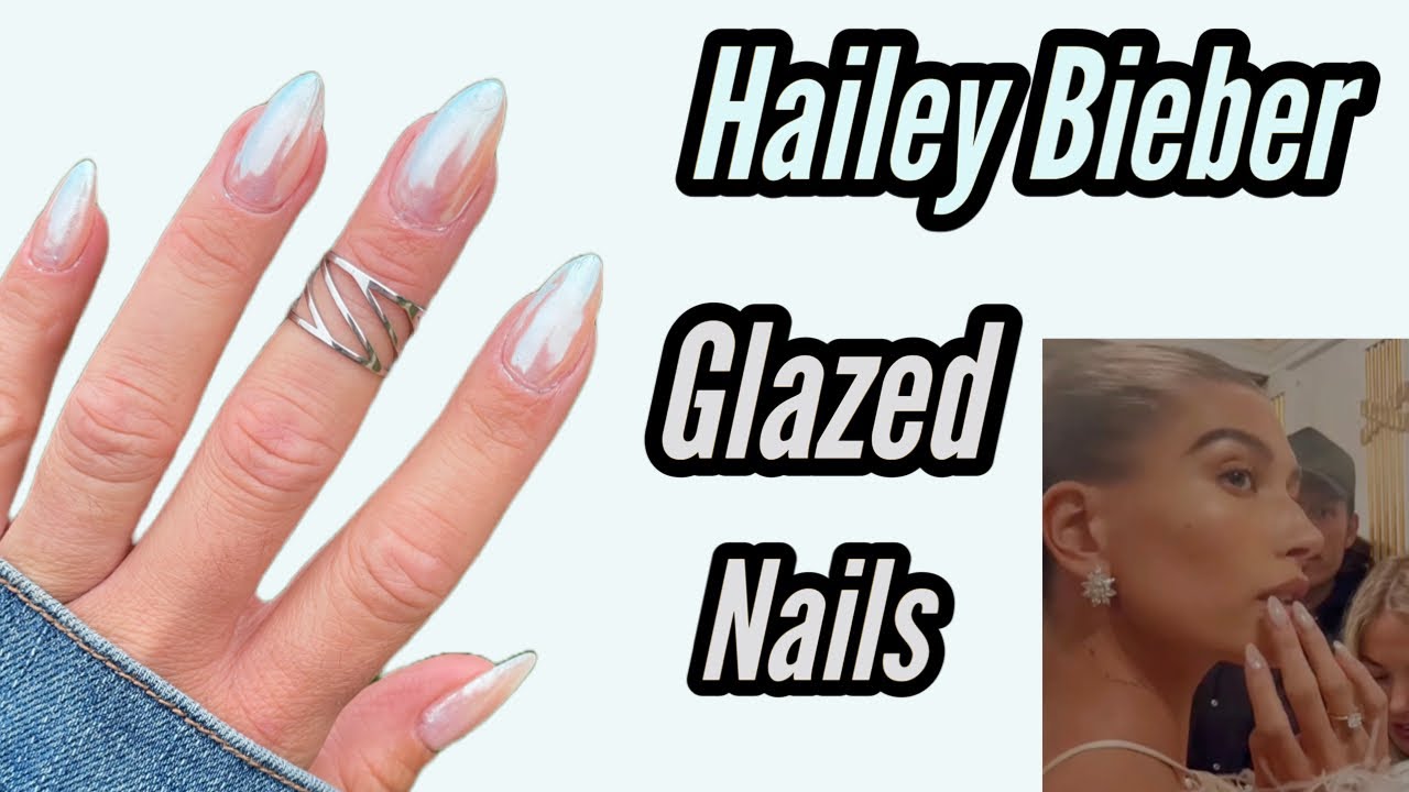 DIY HAILEY BIEBER GLAZED 🍩 NAILS AT HOME | Easy for beginners