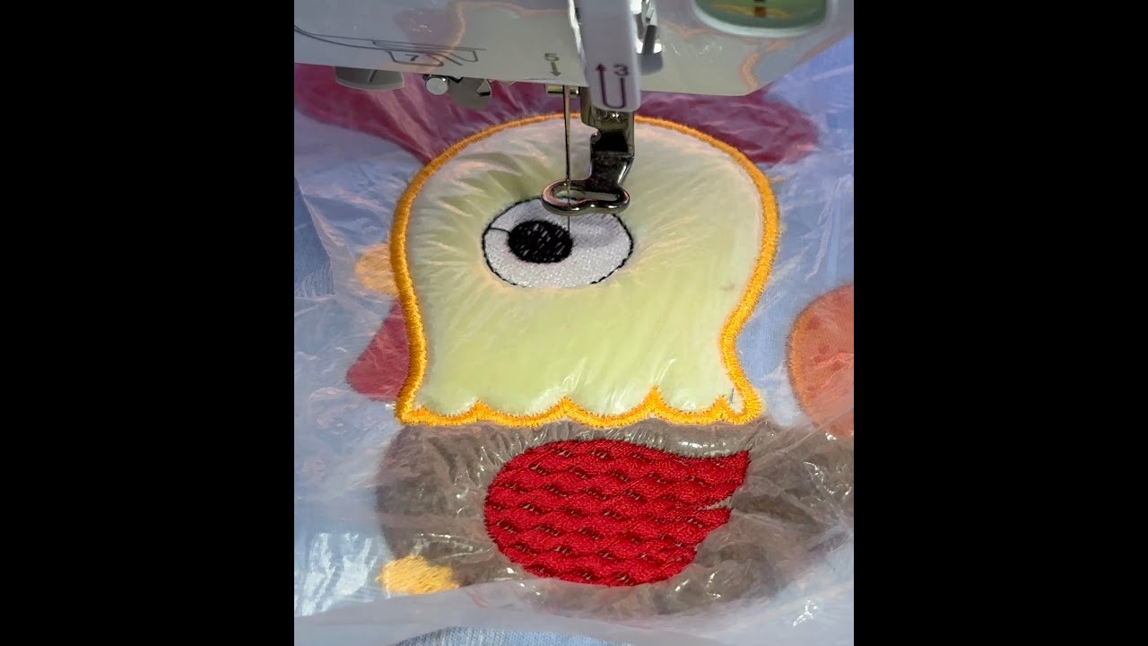 Rooster cute applique machine embroidery tutorial