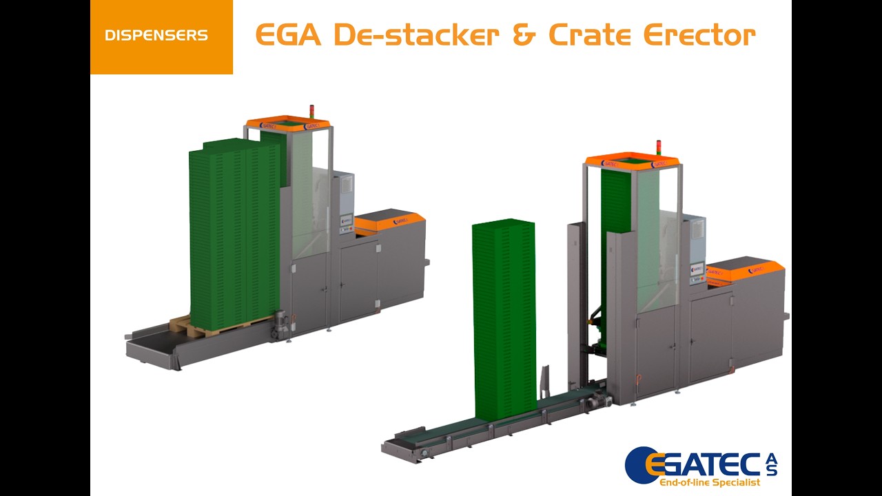 CDE20 - Automatic de-stacking and crate erecting - EGATEC A/S