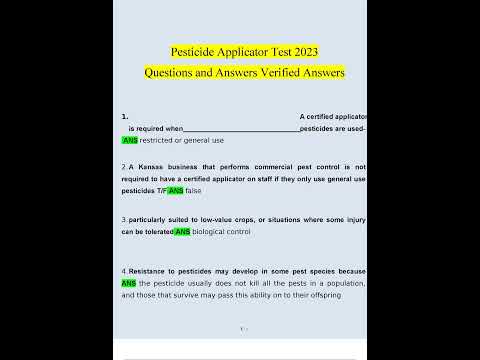 Pesticide Applicator Test 2023 Questions and Answers Verified Answers