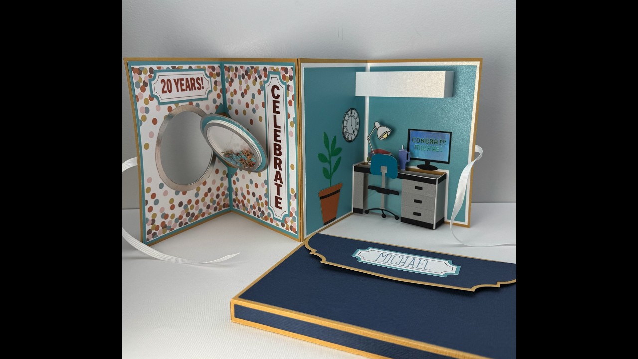 20th Work Anniversary Pop Up and Shaker Card   SD 480p