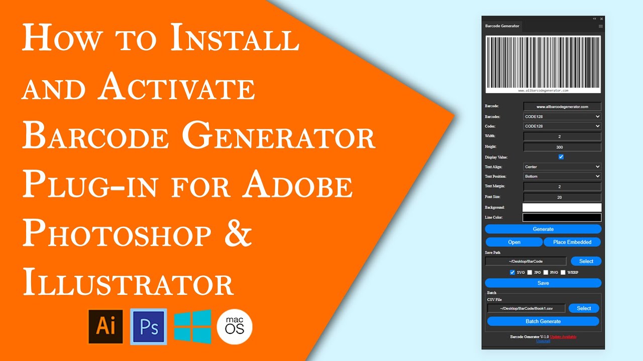 Install and Activate Barcode Generator Plug-in for Photoshop & Illustrator (Windows and macOS)