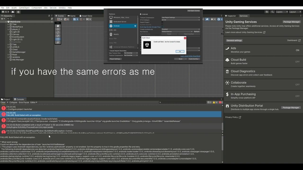 Gradle build failed / Unity 2021.3.15 / UnityAd build errors