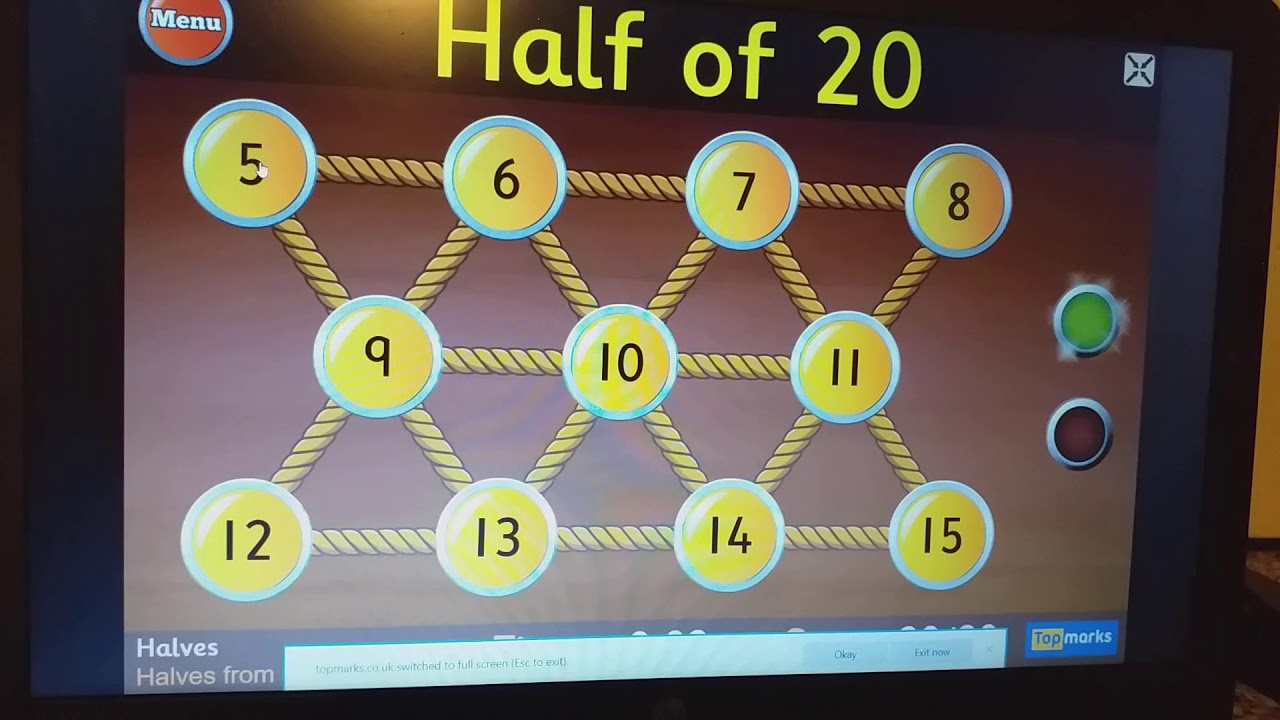 Play Hit the Button to learn Halves