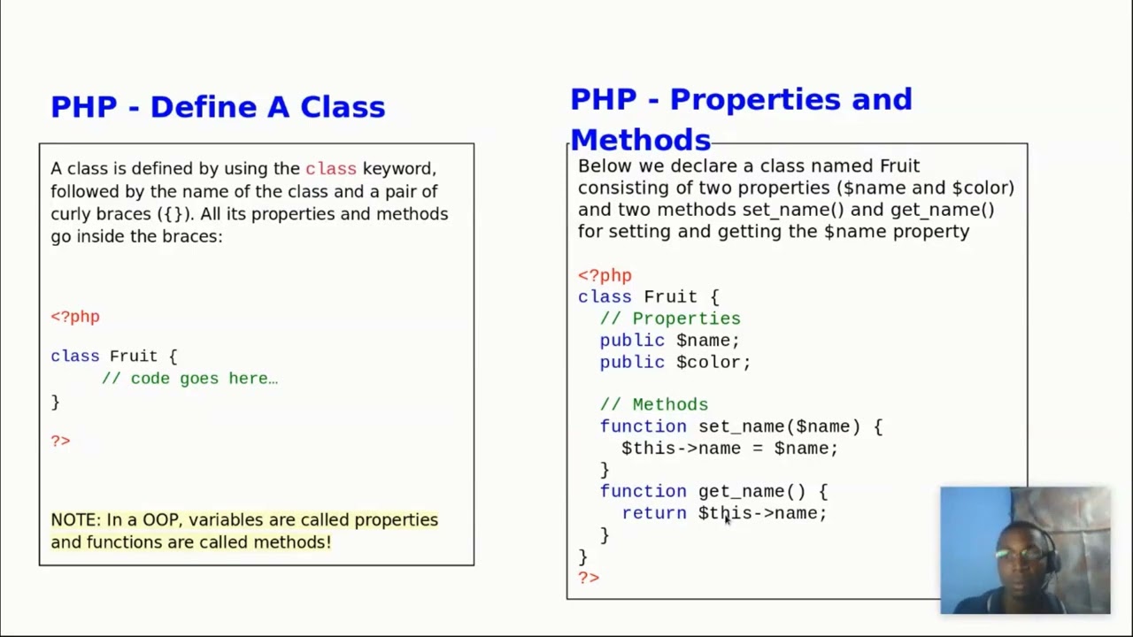 20 - Object Oriented Programming in PHP Defining Classes, Attributes, Methods and Objects.
