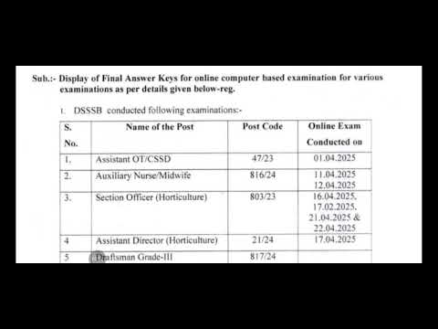 DSSSB april exam update