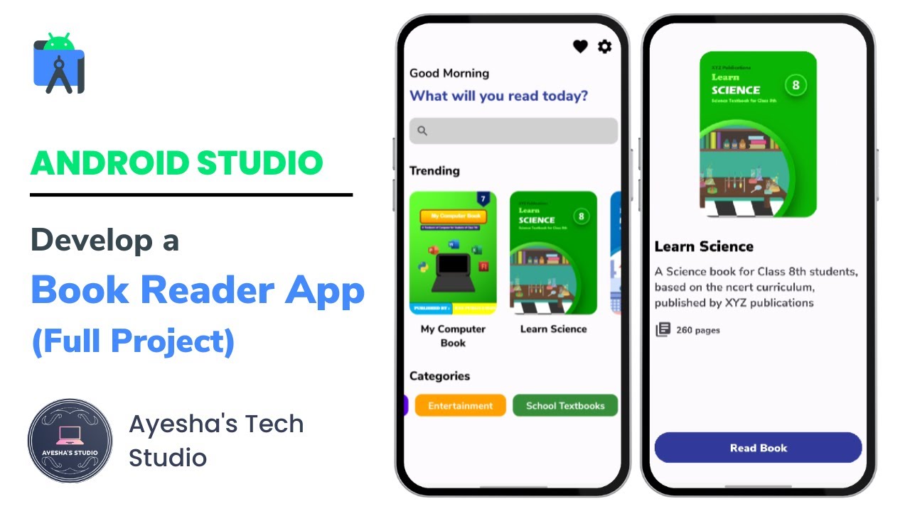 Book Reader in Android Studio | PDF Reader | Android Projects with Source Code | UI Design & Coding