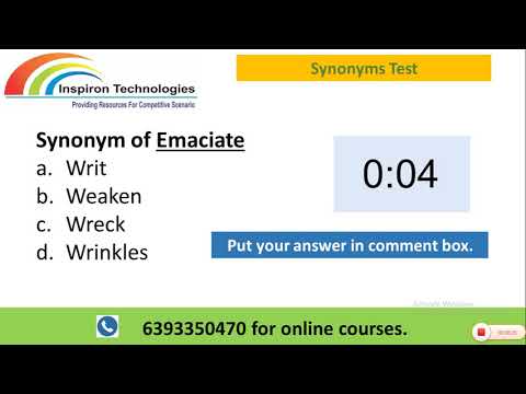 Synonym of Emaciate | Vocabulary Test | Objective Questions of Synonyms | Inspiron Technologies